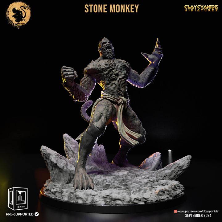 3D Printable Stone Monkey by Clay Cyanide Miniatures
